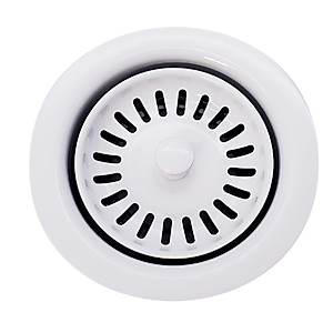 Westbrass CO2165S-50 Combo Pack 3-1/2" Post Style Large Kitchen Sink Waste Disposal Drain Flange with Basket Strainer, 1-Pack, Powder Coate White