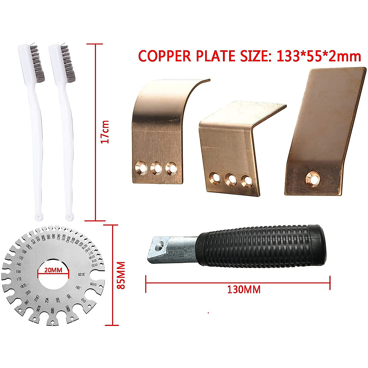 Copper Spoon Welder Tools MIG Welding Accessories Copper Plate Welding Tools Welding Supplies And Accessories And Tools with 3 Plate Set, Flat/Curved/Angle Copper Paddle Backer