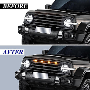 CHRYMUM 4PCS LED Grill Lights, LED Amber Grill Light, Front Grille Bumper Raptor Lamps Car Accessories with Harness, Compatible with 2016-2019 Toyota Tacoma TRD PRO Front Grill