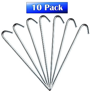 Moose Supply Steel Tent Stakes Heavy Duty Ground Stake, Metal Stakes to Anchor Commercial Inflatables, Outdoor Camping Canopy, Fence, Garden Tent Accessories, 1/2" Diameter x 12" Length, 10 Pack