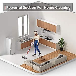 Micol Cordless Vacuum Cleaner, Lightweight Stick Vacuum with 2 Modes Powerful Suction, Max 38mins Runtime, Detachable Battery, 6 in 1 Household Vacuum Cleaner for Home Hard Floor Carpet Pet Hair Car