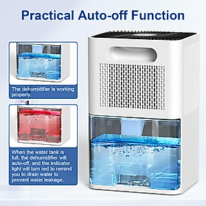 Dehumidifiers for Basement, 63OZ Dehumidifiers for Room with Auto Shut Off, Sleep Mode, Auto Defrosting, Efficient Quiet Portable Small Dehumidifier for Bathroom, Bedroom, Basement, RV