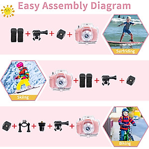 FKATEEN Kids Camera Underwater Waterproof Digital Camera for Kids 2 Inch IPS Screen 1080P HD Kids Video Action Camera for 3 4 5 6 7 8 9 10 Year Old Girls Boys Thanksgiving Christmas Birthday Gift