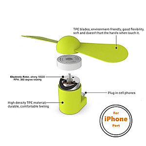 YUNLOVXEE Cell Phone Fan for iPhone - 4 Pack Personal Mini USB Fan Plug in Mobile Phones, Small Portable Pocket Cellphone Fan for iPhone 14 13 12 11 10 9 Plus Pro Max iPad