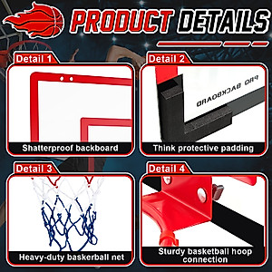 Deekin Indoor Mini Basketball Hoop Set with 4 Balls and Other Basketball Accessories Over The Door Room Basketball Hoop for Adults Christmas Birthday Gifts Door and Wall Room