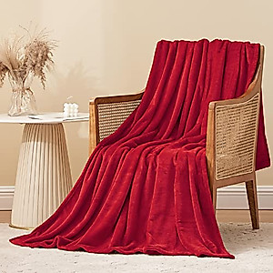 RUIKASI Fleece Throw Blanket Single - Plush Fuzzy Flannel Blanket Red for Single Size Bed, Super Soft Warm Blanket for Sofa and Couch, Fluffy Blanket 50x60 Inches