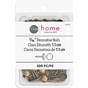 Dritz Home 44253 Smooth Decorative Nails, 7/16-Inch, Antique Brass (300-Piece)