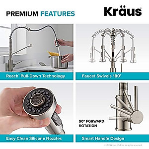 Kraus KCA-1102 Stark Dual Mount Drop Sink and Pull-Down Commercial Kitchen Faucet Combo in Stainless Steel Finish, 33"- Single Bowl