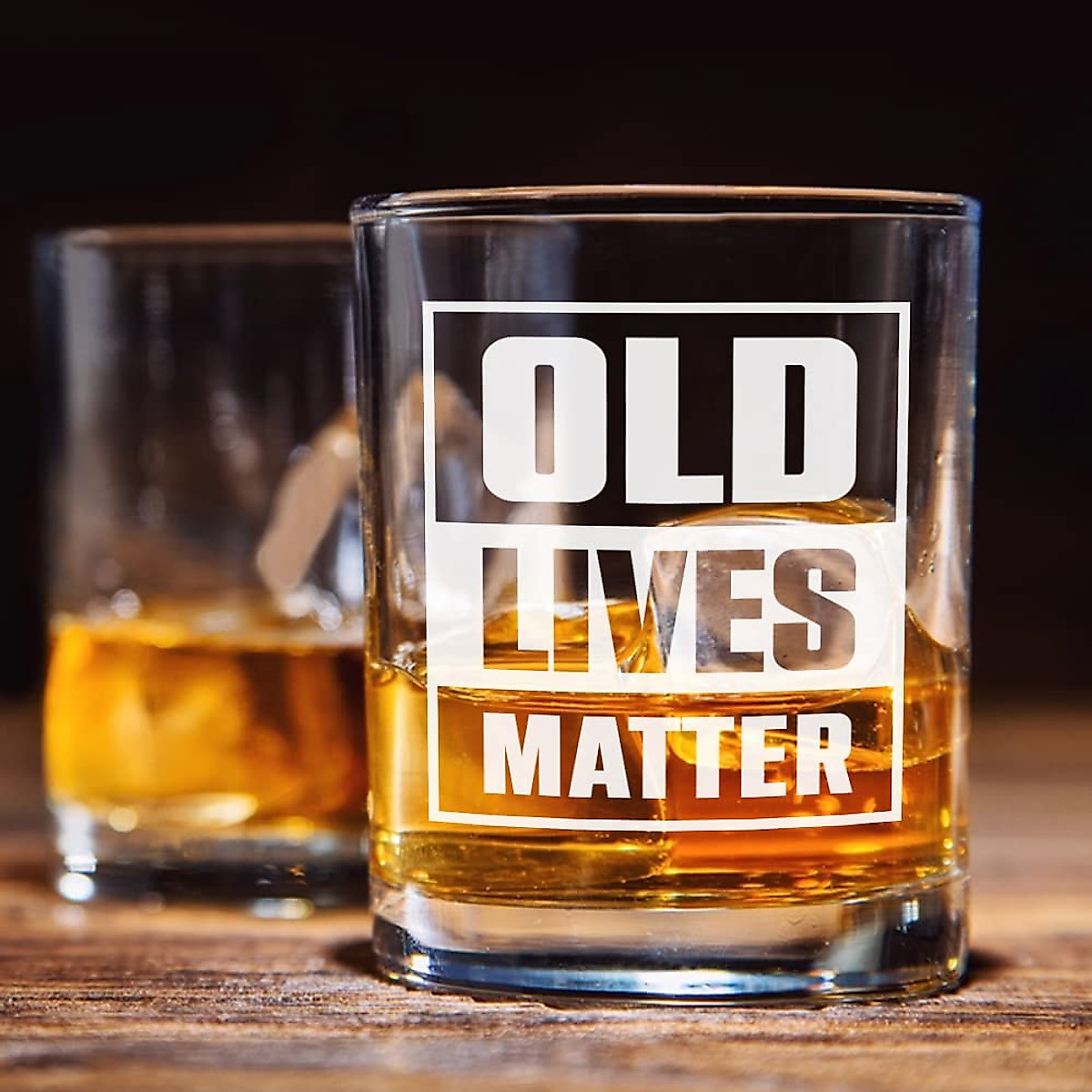 NICKANE Whiskey Glass 11oz - Old Fashioned Glass | Old Lives Matter Whisky Glass Set For Men | Christmas, Birthday, Father's Day Gifts for Husband, Friends, Colleagues, Co-woker