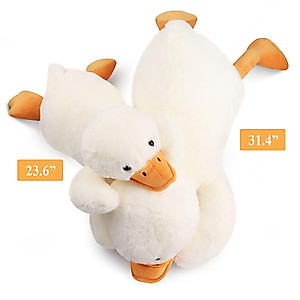 Achwishap Duck Stuffed Animals,23.6” Duck Plush Pillow,Duck Plush Toy Hugging Pillow,Giant Cute Plushies Duck Kawaii Pillow,Cuddly Animal Sleeping Pillow for Kids Adults(White)