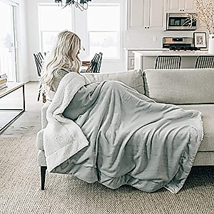 GRACED SOFT LUXURIES Throw Blanket Sherpa Fleece Minky Microfiber Reversible Soft Throw (Gray, Throw 50" x 60")