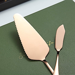 Rose Gold Serving Spoons 10 Pieces, Kyraton Serving Utensils, Serving Set Include 3 Serving Spoon, 3 Slotted Spoon, 1 Serving Fork, 1 Cake Server, 2 Butter Knife Spreaders