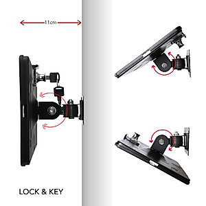 WeSTRUGGLE On Wall Mount bracket for iPad 9.7"(6th,5th,Gen.), 9.7"Air1& 2, iPad 9.7"Pro, Excluding iPad 9.7"(1th,2th,3th,4th,Gen.),Anti Theft Lock , Rotate Design Arbitrary ,Multi Angle, Metal,(Black)