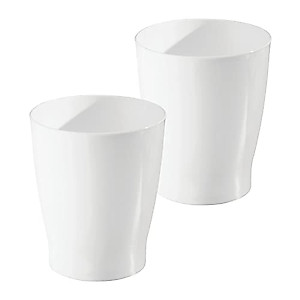mDesign Round Plastic Bathroom Garbage Can, 1.25 Gallon Wastebasket, Garbage Bin, Trash Can for Bathroom, Bedroom, and Kids Room - Small Bathroom Trash Can - Fyfe Collection - 2 Pack, White