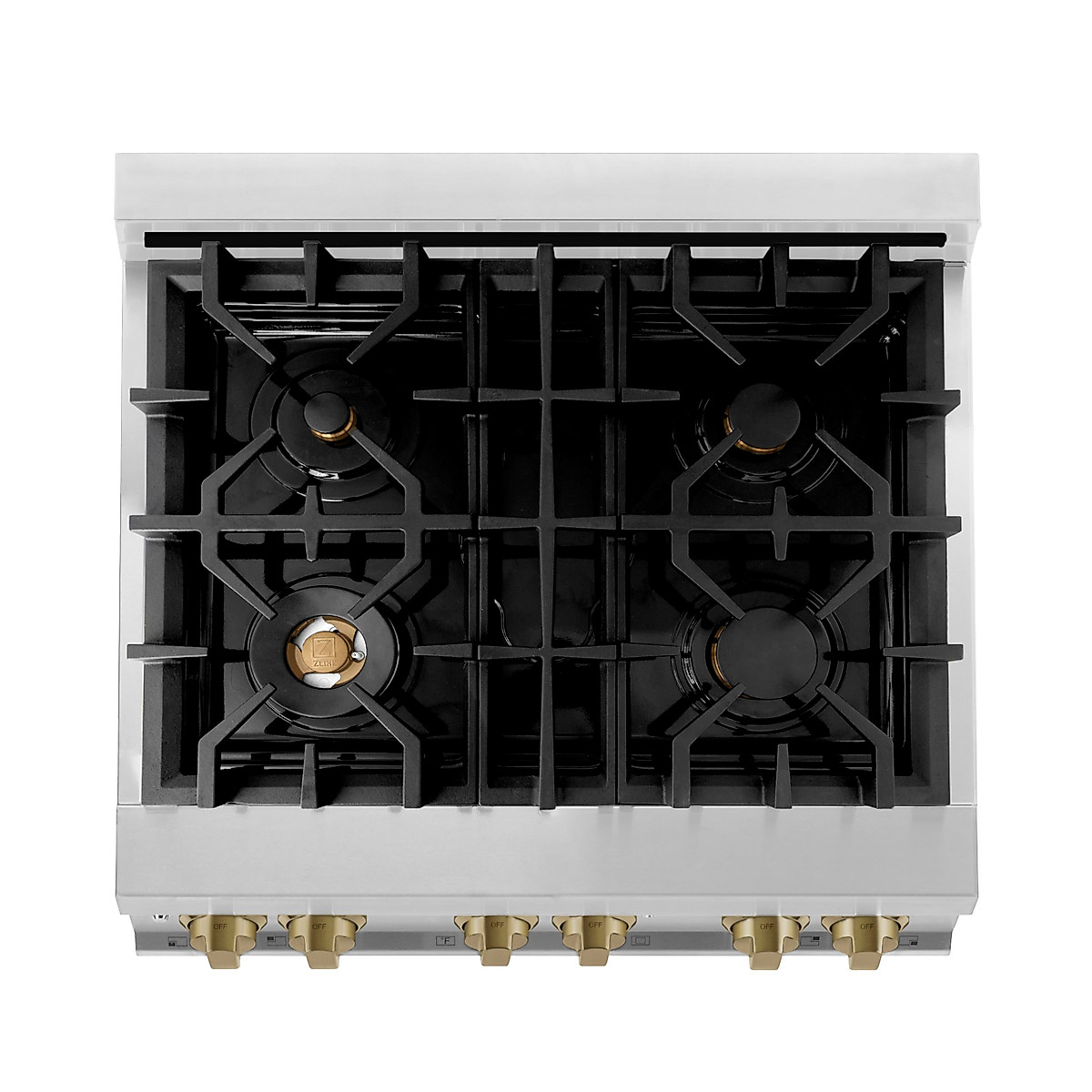ZLINE Autograph 30" Legacy Dual Fuel Range w/ 4 Burners & White & Bronze Accents (RAZ-WM-30-CB)