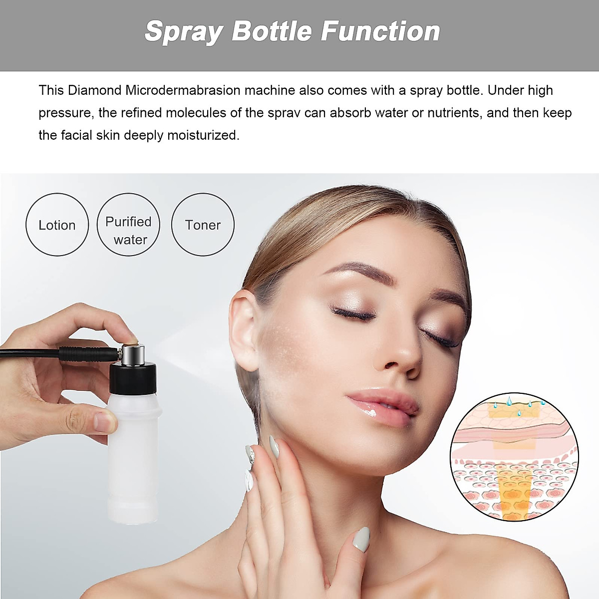 AIMENGXI Diamond Microdermabrasion Machine Professional Plus, 3 in 1 Pink Diamond Dermabrasion Facial Beauty Equipment Skin Care for Vacuum Blackhead Removal & Spray, Suction Power 0-70 cmHg