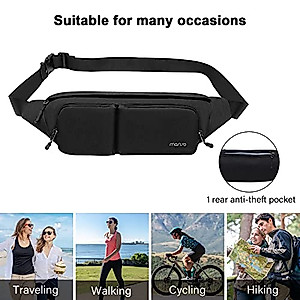 MOSISO Sling Backpack&Fanny Pack with 2 Front Zipper Pockets, Multipurpose Crossbody Shoulder Bag Travel Hiking Daypack, Black