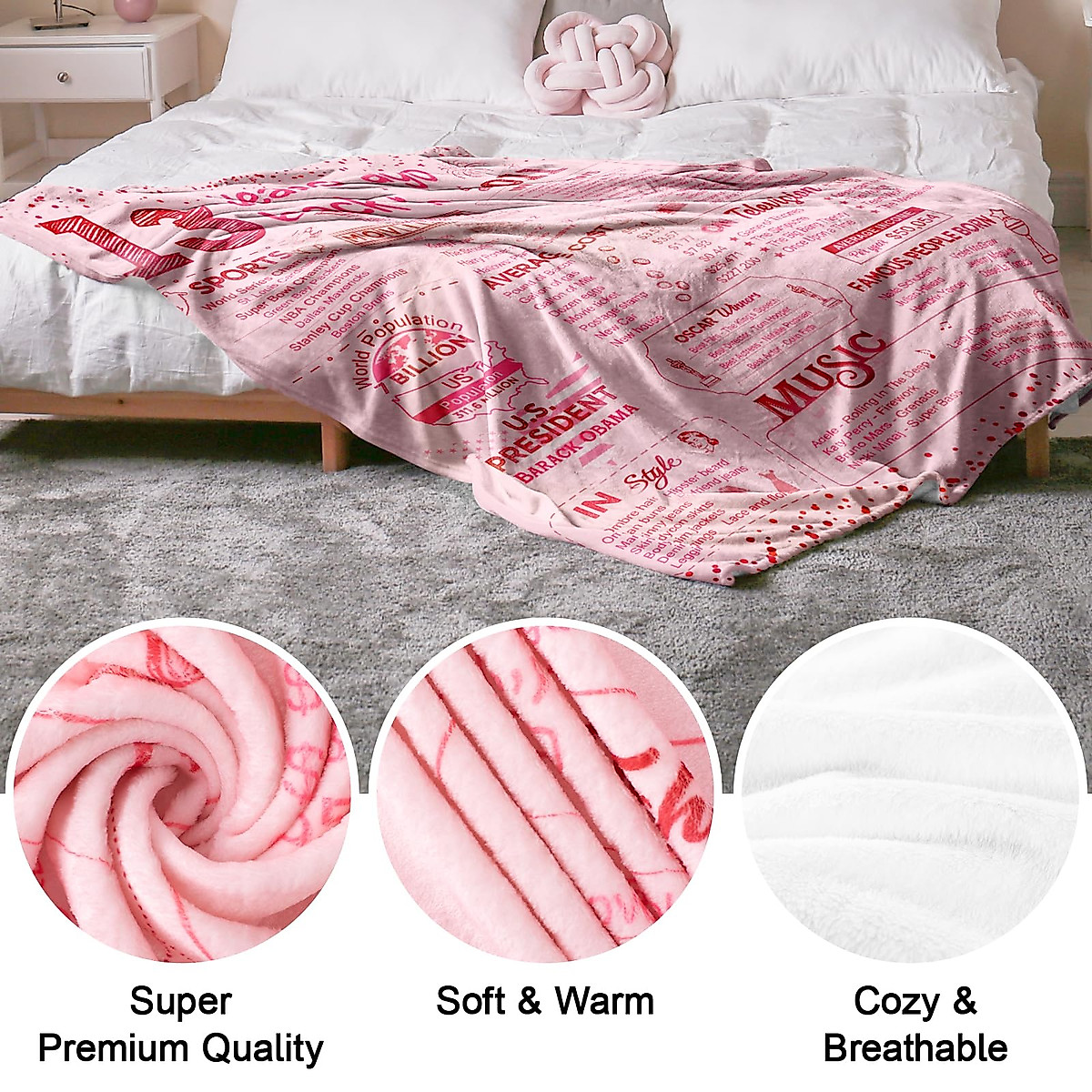 13 Year Old Girl Gifts for Birthday Teenage Girls Gifts Ideas 13th Birthday Decorations for Girls Daughter Sister Soft Throw Blanket Back in 2011-60x50 Inch - Pink