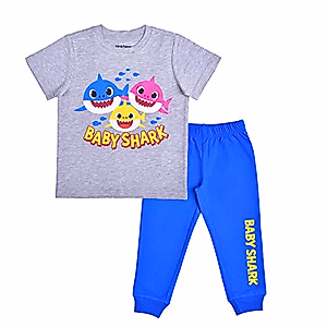 Nickelodeon Baby Shark Boys T-Shirt and Jogger Set for Toddler – Blue/Grey