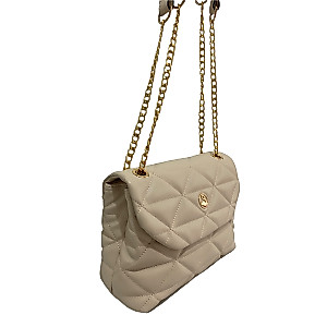 SANMORRİS Crossbody Bag for Women, Medium Shoulder Bag Vegan Purses and Handbags with Faux Leather and Chain.(Cream color)