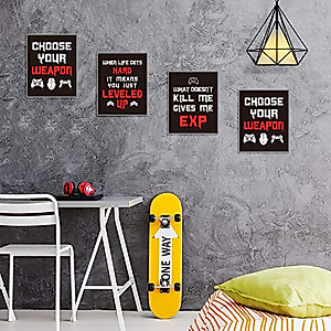 Zonon 7 Pieces Gaming Art Prints Gaming Posters for Gamer Room Decor, Video Game Gamer Wall Decor for Men Boys Kids Playroom Bedroom Home Decoration Man Cave, Unframed (Black and White)