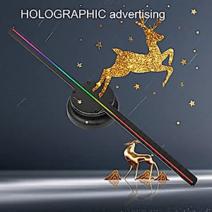3D Hologram Fan, 40cm 3D Hologram Projector Advertising Machine with 224 LED Lamp, WiFi APP Remote 3D Hologram Display, for Exhibitions, Parties, Bar, Shopping Malls(US)