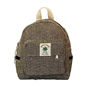 Handmade Hemp Mini Backpack For Women Girls Purse Cute Eco Friendly Light Weight Washable Small Bag for everyday lives (DARKGREEN)