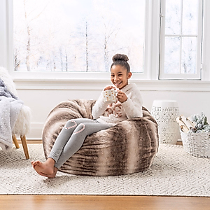 Christopher Knight Home Heavy Metal Inc Meridian Bean Bag Plush Faux Fur Chair | Comfortable and Fun Beanbag for The Whole Family| Non-Spill Memory Foam Filling (Oak Brown Stripes), Small