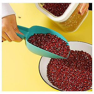 Set of 3 Ice Scoop, Plastic Kitchen Ice Scoop for Canisters or Ice Maker, Food Scoops for Canisters, Freezer, Flour, Dry Foods, Coffee Beans, Pop Corn, Pet Dog Cat Food (Blue)