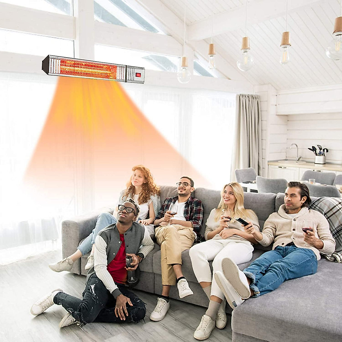 Tangkula 1500W Wall Mount Patio Heater, Indoor/Outdoor Infrared Heater w/Remote Control, 24h Timer, 9 Adjustable Temperature & Auto Shut-off, Infrared Outdoor Heater for Backyard, Garage, Office