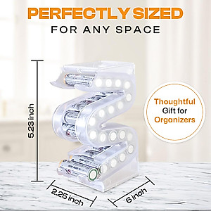 Kalinar Battery Ladder™ for 20 AA & 28 AAA Batteries | Vertical Storage Case & Dispenser | Stackable Expandable Wall Mount Holder Combo (AA & AAA, 2 Pack)