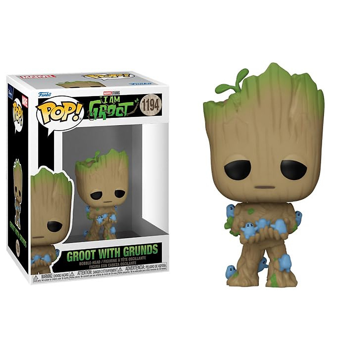 POP Marvel: I Am Groot - Groot with Grunds Funko Vinyl Figure (Bundled with Compatible Box Protector Case), Multicolored, 3.75 inches