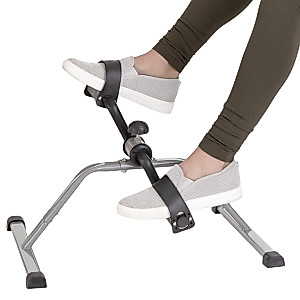 Under Desk Bike Pedal Exerciser with Calorie Tracker and Adjustable Resistance - Mini Foldable Indoor Home Gym Exercise Equipment by Wakeman