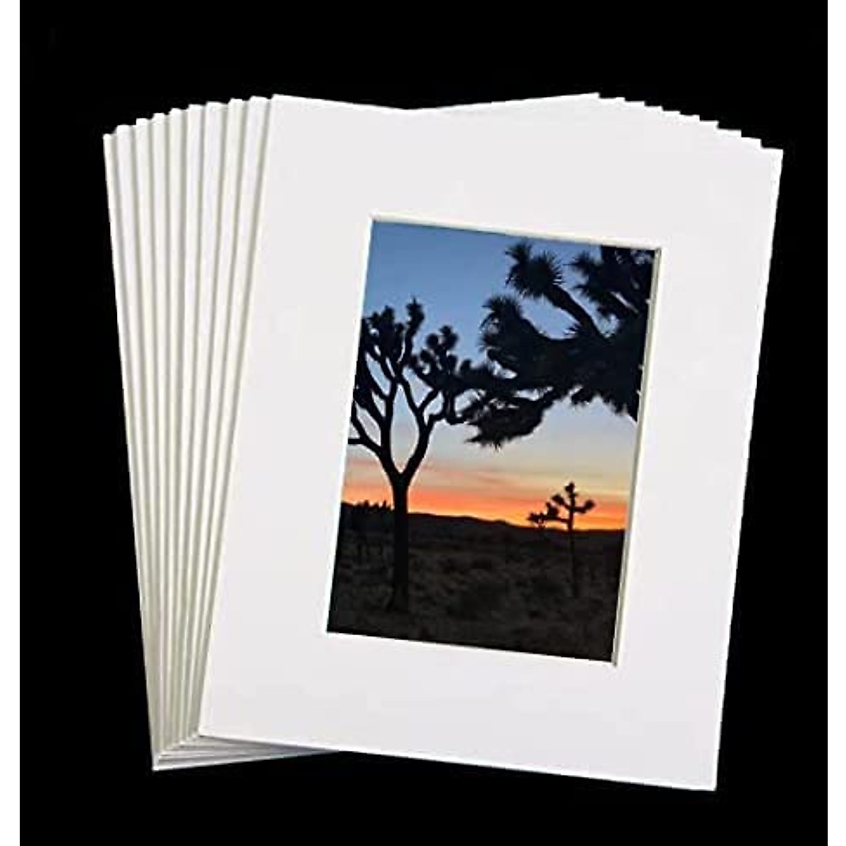 A PLUS MAX 8x10 White Picture Mat board with Core Bevel Cut Frame Mattes for 5x7 Pictures - Pack of 10