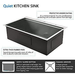 33 inch Drop in Workstation Kitchen Sink, Doirteal 33x22x10 Inches 16 Gauge Stainless Steel Topmount Stainless Steel Single Bowl Workstation Kitchen Sinks BL20