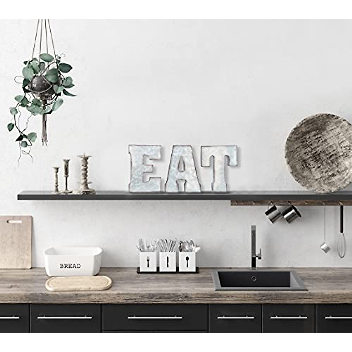 Zoreal Galvanized EAT Sign Rustic Metal Letters Free Standing Decorative Sign Wall Decor