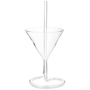 DOITOOL Spiral Cocktail Glass, Creative Vampire Filter Red Wine Glass, Long Tail Cocktail Straw Wine Glass Rotating Martini Glass, Transparent Red Wine Glass Wine Cup (Transparent) (1Pc)