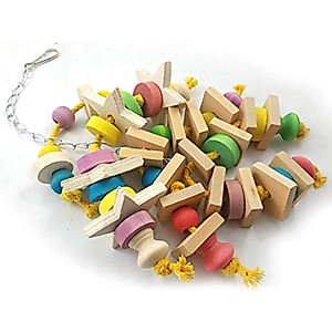 Litewoo Large Bird Parrot Toys, Colorful Bite Wood Block for Medium Large Parakeet Cockatiel Budgie Cockatoo Macaw Conures African Grey Parrot（B）