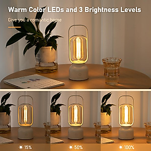 ArtiN-X Retro Cordless Lantern Table Lamp, 40 Hours Long Lasting Dimming Night Light, Small Rechargeable Battery Operated Light for Cruise Nightstand Travel Camping Nightstand, Decoration, Gift- White