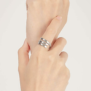 Ashleymade Personalized Adjustable Name Rings Free Engraved BFF Rings for Women Spiral rings Gift for Friend (3 names)