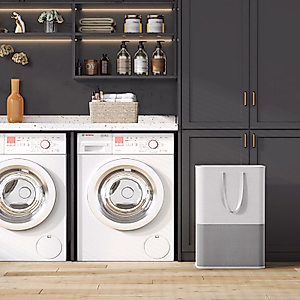 Lifewit 2 x 80L Laundry Hamper, Freestanding Laundry Basket with Handles, Waterproof Tall Collapsible Clothes Hamper for Laundry Dorm Bedroom Bathroom, Dark-Light