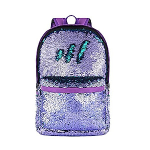 HeySun Sequin Backpack for Girls Bookbag Kids Back Pack for School Elementary School Bag for Boys Purple