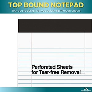 1InTheOffice Jr Legal Pads,Small Legal Notepads, 5" x 8", Narrow Ruled Note Pad, White, 50 Sheets/Pad, 12 Pads/Pack