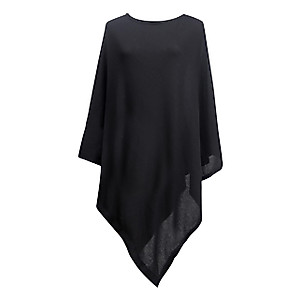 MissShorthair Women's Lightweight Knitted Scarf Poncho Sweater Cape Shawl Versatile Spring Summer Ponchos Wraps Black