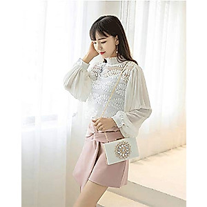 L-COOL Cute Diamond Evening Clutch Purse Shoulder Bag Crossbody Handbag With Chain For Women (White)