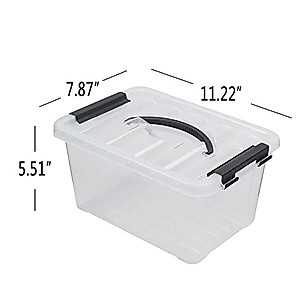 Ortodayes 6-Pack Small Clear Storage Boxes, Plastic Bin with Lid, 5.5 Liter
