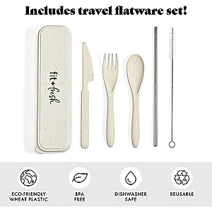 Fit & Fresh Faux CROC Adult Insulated Lunch Bag with Carry Handles, Complete Lunch Kit Includes Travel Flatwear Set, Black Large