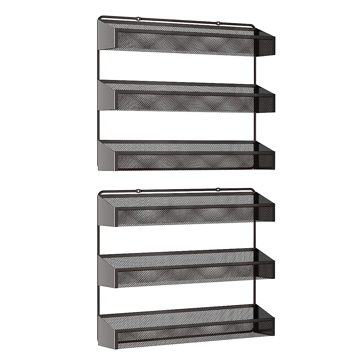 AULEDIO 2 Pack Spice Rack Organizer, 3 Tier Counter-top Stand or Wall Mounted Storage Rack Hanging Shelf for Kitchen Cabinet, Cupboard, Pantry Door or Bathroom Shower Cosmetic - Bronze