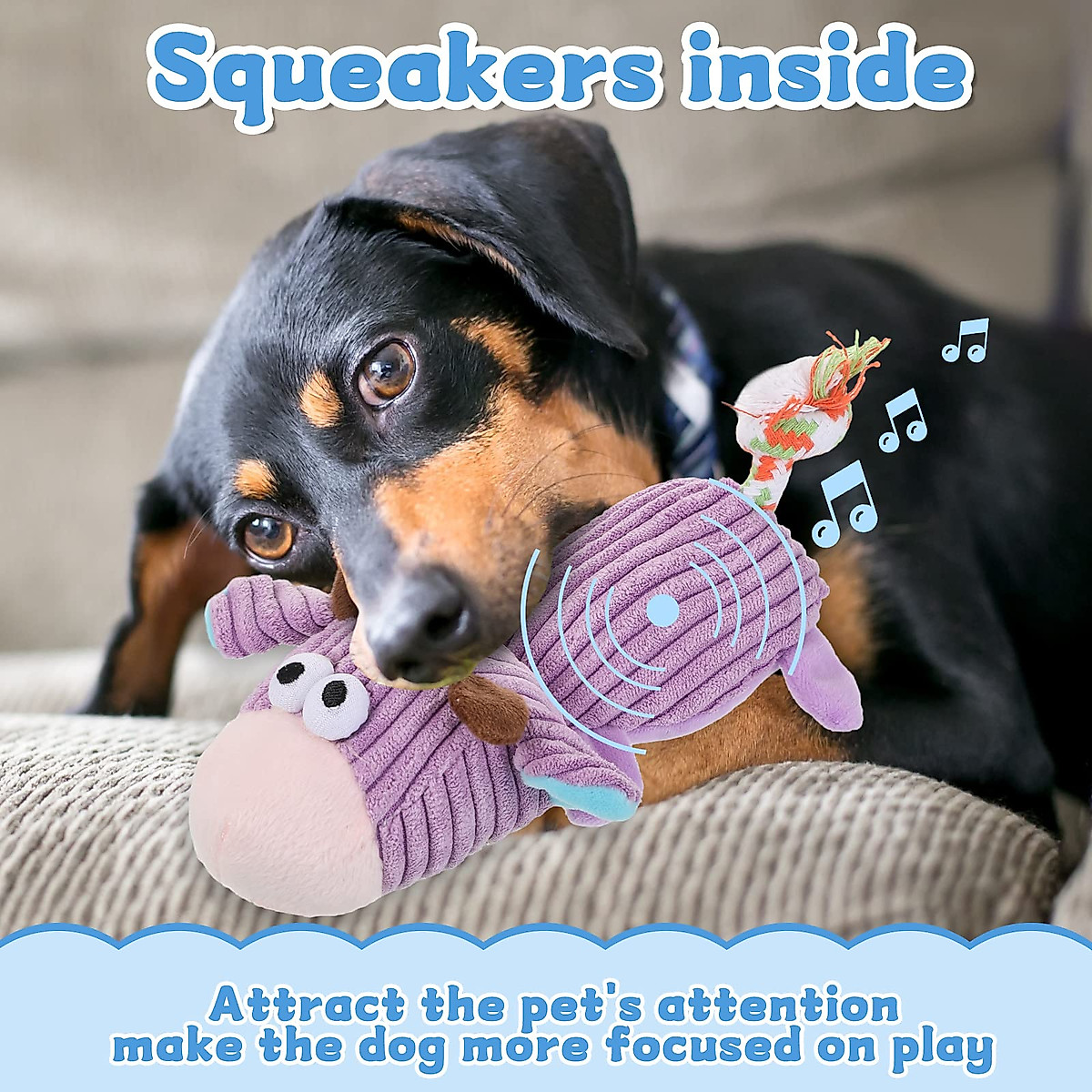 Junkin 7 Pack Dog Toys Squeaky Dog Toys Indestructible Puppy Chew Toys for Teething Stuffed Animal Plush Dog Toy Assortment Stuffed Dog Toys for Small Medium Pup Dog, Assorted Animal Styles