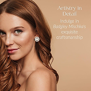 Badgley Mischka Antiqued Finish Round Champagne Rhinestone Clip On Earrings for Women